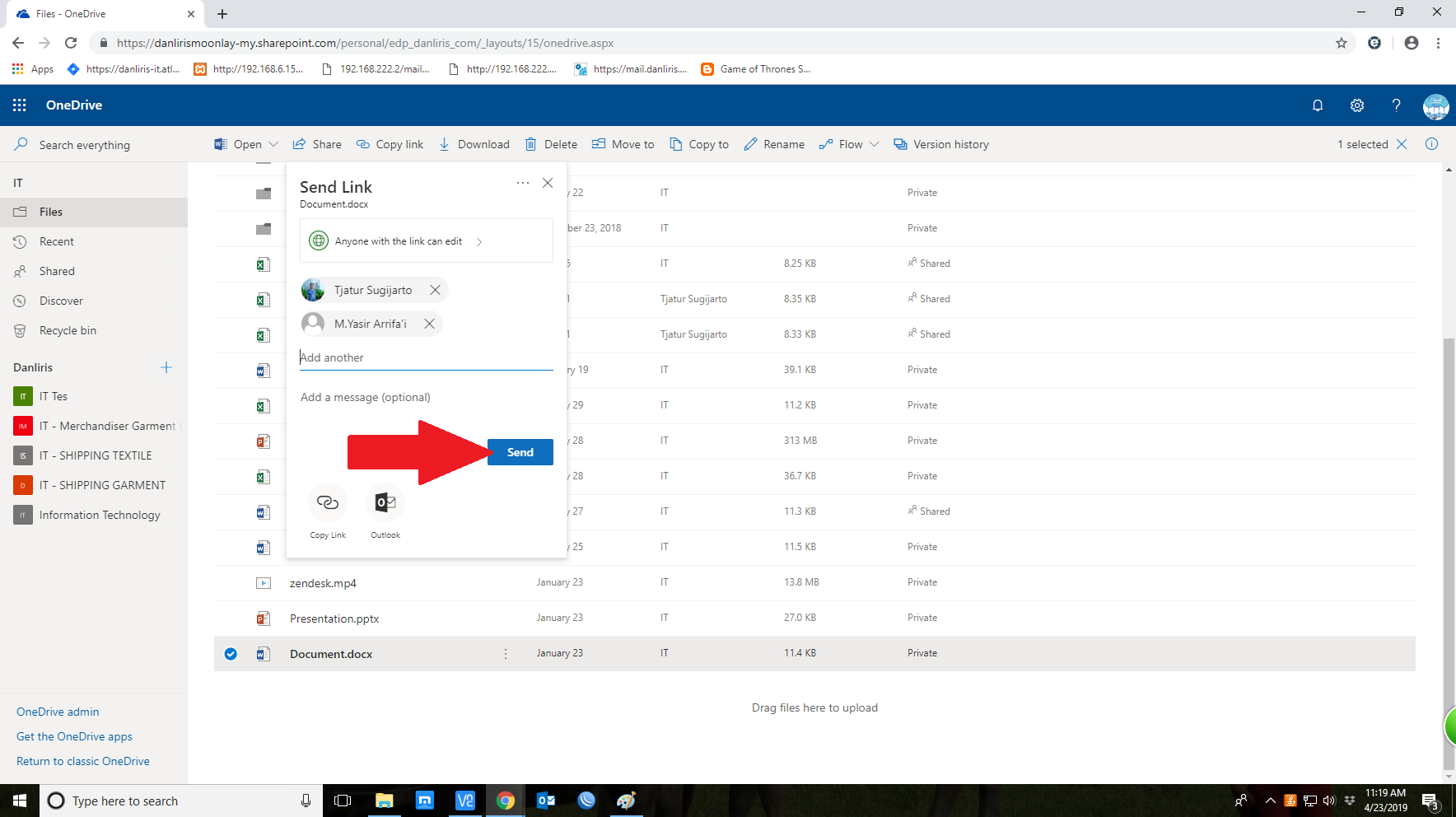 Cara Share Document ke orang lain di OneDrive – DANLIRIS